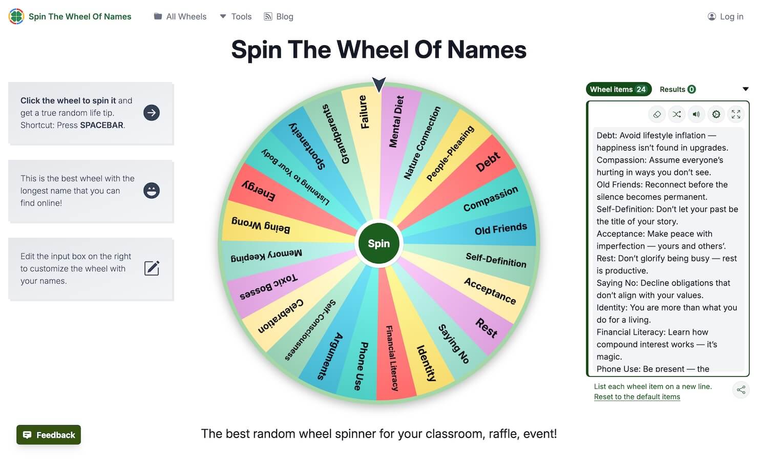Spin The Wheel Of Names